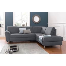 Sit & More Ecksofa SIT & MORE, B:250cm H:87cm T:201cm, grau, Kunstleder SOFTLUX;Luxus-Microfaser (100% Polyester), Wohnzimmer, Sofas, "Texel L-Form", mit