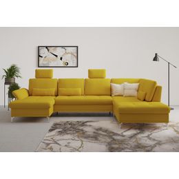 Wohnlandschaft Inosign, B:347cm H:89cm T:224cm, braun, 98%Polyester, 2%Polyamid, Sofas, "Palm Beach U-Form", Federkern, mit Sitztiefenverstellung,