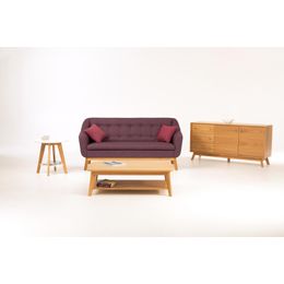Couchtisch WOODMAN, B:115cm H:35cm T:65cm, braun, Tische, "Bórgvin", Breite 115 cm, zeitloses Design, mit 1 Ablageboden, Holzfurnier Eiche