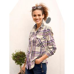Casual Looks Damen Flanellbluse, lila, Gr. 38, gemustert, kariert, mehrfarbig, 100% Baumwolle, Blusen