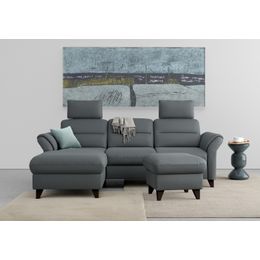 Sit & More Ecksofa SIT & MORE, B:250cm H:87cm T:163cm, grau, 100% Polyester, Wohnzimmer, Sofas, "Mellum L-Form", Federkern, wahlweise mit Bettfunktion,