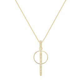 Luigi Merano Damen Kette mit Anhänger "Anhänger Ring & Stab, mit Brillanten, Gold 585", 45cm, Gelbgold 585, gold, Gelbgold 585, Halsketten