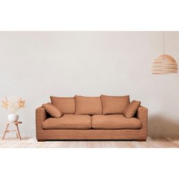 2-Sitzer Home Affaire, B:175cm H:80cm T:113cm, braun, 100% Polyester, Sofas, "Coray", extra weich und kuschelig, F&uuml;llung mit Federn und Daunen