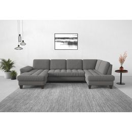 Sit & More Wohnlandschaft SIT & MORE, B:338cm H:88cm T:172cm, grau, 90% Polyester 10%Polyamid, Sofas, "Westham U-Form", wahlweise mit Bettfunktion, Bettkasten,