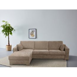 Ecksofa Home Affaire, B:280cm H:85cm T:173cm, braun, 100% Polyester, Wohnzimmer, Sofas, "Roma "M" Matratzenhöhe 14 cm, Dauerschlaffunktion, mit