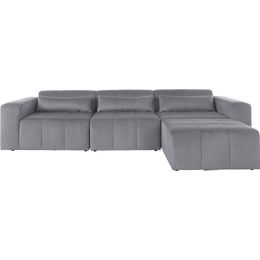 Ecksofa, B:322cm H:74cm T:155cm, silber, LeGer Home by Lena Gercke, 100% Polyester, Wohnzimmer, Sofas, "Maileen L-Form", Modulsofa, bestehend aus 4