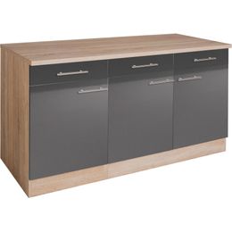 Unterschrank Optifit, B:150cm H:84,8cm T:60cm, grau, Küche, Schränke, "Tula", Breite 150 cm