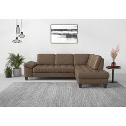 Sit & More Ecksofa SIT & MORE, B:261cm H:88cm T:179cm, braun, 100% Polyester, Wohnzimmer, Sofas, "Westham L-Form", mit Ottomane, mit oder ohne Bettfunktion,