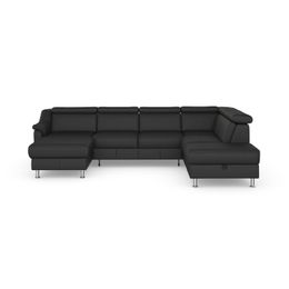Sit & More Wohnlandschaft SIT & MORE, B:315cm H:84cm T:216cm, schwarz, Sofas, "Freetown U-Form", Kopfteilverstellung und Federkern, wahlweise mit Bettfunktion