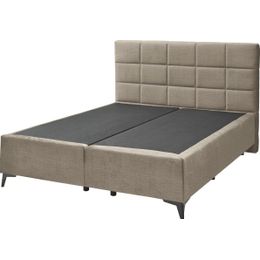 Boxspringbett, B:183cm L:210cm, grau, ED EXCITING DESIGN, 100% Polyester, Komplettbetten, "Navarra", wahlweise mit Matratze