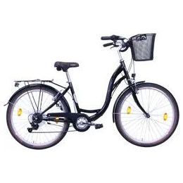 Cityrad FASHION LINE "6-Gang Citybike" Fahrräder Gr. 43cm, 26 Zoll (66,04cm), schwarz (schwarz, schwarz)