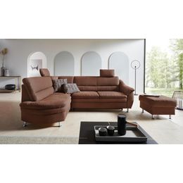 Ecksofa Places of Style, B:250cm H:90cm T:175cm, braun, Struktur imprägniert (100% Polyester);Luxus-Microfaser ALTARA NUBUCK (100%