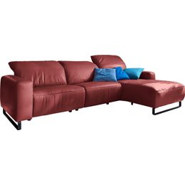 Ecksofa Home Affaire, B:290cm H:85cm T:180cm, rot, NaturLEDER (echtes Rindsleder);Luxus-Microfaser Lederoptik 100% Polyester, , Wohnzimmer, Sofas,