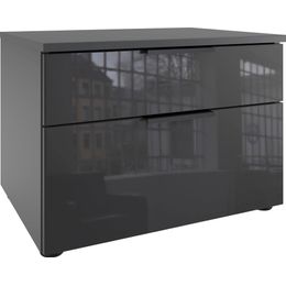 Nachtkommode wimex, B:54cm H:39cm T:41cm, grau, Spanplatte, Sideboards, "Level36 black C by fresh to go", mit Glaselementen auf der Front, soft-close