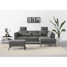 Sit & More Ecksofa SIT & MORE, B:254cm H:88cm T:188cm, grau, Wohnzimmer, Sofas, "Lindholm L-Form", mit Sitztiefenverstellung und Federkern
