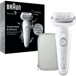 Braun Damen Epilierer "Silk-épil 9 9-011", silber, Epilierer, mit schwenkbarem Kopf, Massagerollenaufsatz & Etui