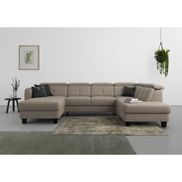 Sit & More Wohnlandschaft SIT & MORE, B:321cm H:85cm T:195cm, braun, Sofas, "Belluci U-Form", Kopfteilverstellung und Federkern, wahlweise mit Bettfunktion