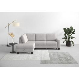 Ecksofa Home Affaire, B:236cm H:91cm T:170cm, silber, 95% Polyester, 5% Polyamid, Wohnzimmer, Sofas, "Summer L-Form", mit Ottomane, mit oder ohne