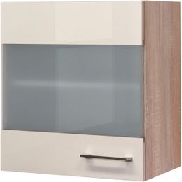 Glash&auml;ngeschrank Flex-Well, B:50cm H:54,8cm T:32cm, braun, Holzwerkstoff, K&uuml;che, Schr&auml;nke, "Nepal", (B x H x T) 50 x 54,8 x 32 cm, mit
