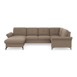 Wohnlandschaft Places of Style, B:326cm H:91cm T:188cm, grau, 98% Polyester 2% Polyamid, Sofas, "Calando U-Form", wahlweise mit Bettfunktion,