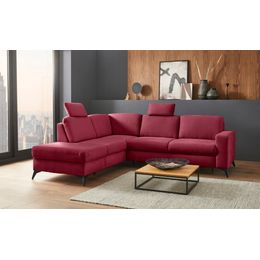 Ecksofa Places of Style, B:249cm H:88cm T:212cm, rot, Struktur imprägniert - feucht abwischbar (100% Polyester);Struktur Flausch (90% Polyester, 10%