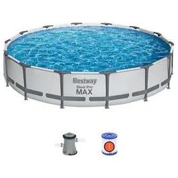 Framepool Bestway "Steel Pro MAXTM" Schwimmbecken Gr. Ø/B/H/L: 427 cm x Breite 427 cm x Höhe 84 cm x Länge 427 cm, 10220 l, grau Ø 427 x 84 cm