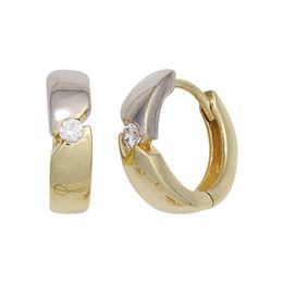 Jobo Damen Paar Creolen, 13mm, Gelbgold 333, gold, Gelbgold 333, Ohrringe, rund 333 Gold bicolor mit Zirkonia