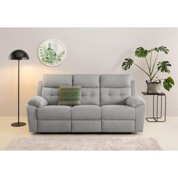 3-Sitzer Home Affaire, B:210cm H:99cm T:92cm, grau, Webstoff 95% Polyester 5% Nylon, Sofas, "Lannilis", mit manueller und elektrischer Relaxfunktion