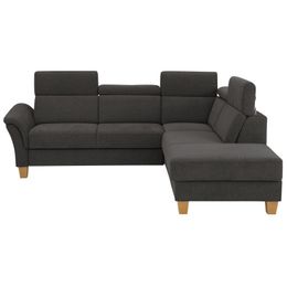 Ecksofa Home Affaire, B:247cm H:84cm T:217cm, braun, 100% Polyester, Wohnzimmer, Sofas, "Conville L-Form", Federkern, wahlweise mit Bettfunktion und