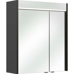 Spiegelschrank SAPHIR, B:60cm H:70cm T:20cm, grau, Spanplatte, Badezimmer, Schränke, "Quickset 327 Badschrank, 2 Spiegeltüren, 2 Einlegeböden, 60 cm