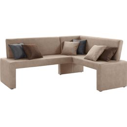 Eckbank Home Affaire, B:200cm H:88cm T:160cm, beige, Holzwerkstoff, Massivholz, Polyester, Esszimmer, Sitzbänke, "Barcelona", In verschiedenen