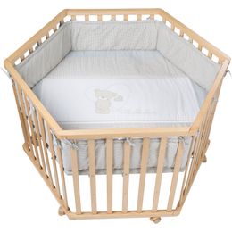 Roba Baby Laufgitter "Liebhabär, natur, 6-eckig", beige, Laufställe, mit Stoffeinlage und Nestchen