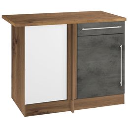 Eckunterschrank KOCHSTATION, B:110cm H:85cm T:60cm, grau, Küche, Schränke, "KS-Samos", mit Metallgriff
