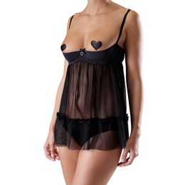 Damen Neglig&eacute;, Petite Fleur Gold, Gr. 80, schwarz, T&uuml;ll, Obermaterial: 90% Polyamid, 10% Elasthan, Kleider, mit B&uuml;stenhebe, aus zartem T&uuml;ll, sexy