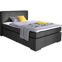 Boxspringbett Alina, B:133cm L:214cm, schwarz, Struktur fein XBO (100% Polyester), Jugendzimmer, Komplettbetten, "Nikki", inklusive Matratze und