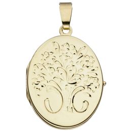 Jobo Damen Medallionanh&auml;nger "Anh&auml;nger Medaillon oval", Gelbgold 585, gelb, Gelbgold 585, Schmuckanh&auml;nger, 585 Gold