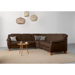 Ecksofa Home Affaire, B:270cm H:91cm T:250cm, braun, 100% Polyester, Wohnzimmer, Sofas, "Caldera L-Form", Federkern, wahlweise mit