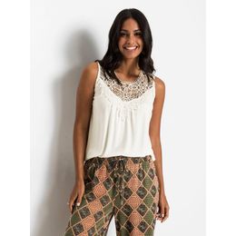 Inspirationen Damen Shirttop, beige, Gr. 40, unifarben, 95% Viskose, 5% Elasthan, Spitze:100% Polyester, Tops