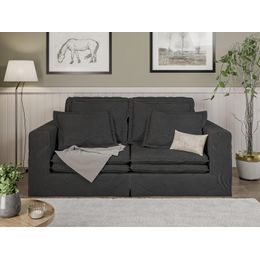 3-Sitzer Home Affaire, B:196cm H:95cm T:108cm, grau, 92% Polyester, 8% Nylon, Sofas, "ALISSAS BIS mit vielen Kissen, Biesen an den Kissen",