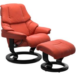 Fu&szlig;hocker stressless, B:55cm H:40cm T:41cm, braun, Garten, Hocker, "Reno", mit Classic Base, Gestell Schwarz