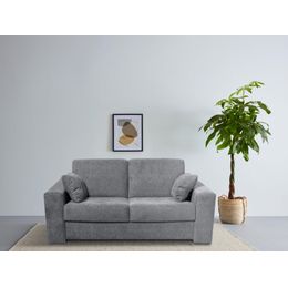 2-Sitzer Home Affaire, B:180cm H:85cm T:95cm, grau, 100% Polyester, Sofas, "Roma Matratzenhöhe 14 cm", Dauerschlaffunktion, mit Unterfederung,
