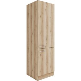 Hochschrank Optifit, B:60cm H:206,8cm T:60cm, beige, Spanplatte, Küche, Schränke, "Bella", Breite 60 cm, Höhe 206,8 cm, 5 Fächer