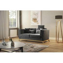2,5-Sitzer Home Affaire, B:183cm H:84cm T:93cm, braun, 95% Polyester, 10% Polyamid, Sofas, "Viva", wahlweise mit Holzrahmen aus Eiche