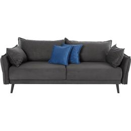 Schlafsofa Inosign, B:228cm H:95cm T:104cm, schwarz, 100% Polyester, Kinderzimmer, Sofas, "Asra", incl. Bettfunktion und Bettkasten, Seitentasche im