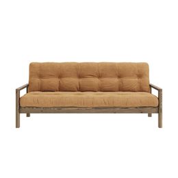 Schlafsofa Karup Design, B:205cm H:79cm T:95cm, braun, Matratzenmaterialzusammensetzung: Futonmatratze mit Knopfheftung, Höhe 14 cm, aus recyceleten