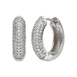 Jobo Damen Paar Creolen, 17,7mm, Silber 925 (Sterlingsilber), silber, Silber 925 (Sterlingsilber), Ohrringe, 925 Silber mit 130 Zirkonia