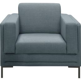 Sessel, B:97cm H:82cm T:90cm, blau, LOOKS by Wolfgang Joop, 100% Polyester, Sessel, "LOOKS VII", klare Linien, edles Design