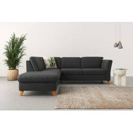 Ecksofa Home Affaire, B:252cm H:86cm T:213cm, grau, 100% Polyester, Wohnzimmer, Sofas, "Trelleborg L-Form", Federkern-Polsterung, wahlweise mit