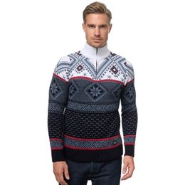 Rusty Neal Herren Strickpullover, blau, Gr. XXL, mehrfarbig, unifarben, 70% Polyacryl, 30% Baumwolle, Pullover, mit winterlichem Muster