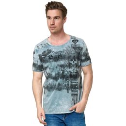 Rusty Neal Damen T-Shirt, grau, Gr. M, bedruckt, 100% Baumwolle, Shirts, in l&auml;ssiger Batik-Optik